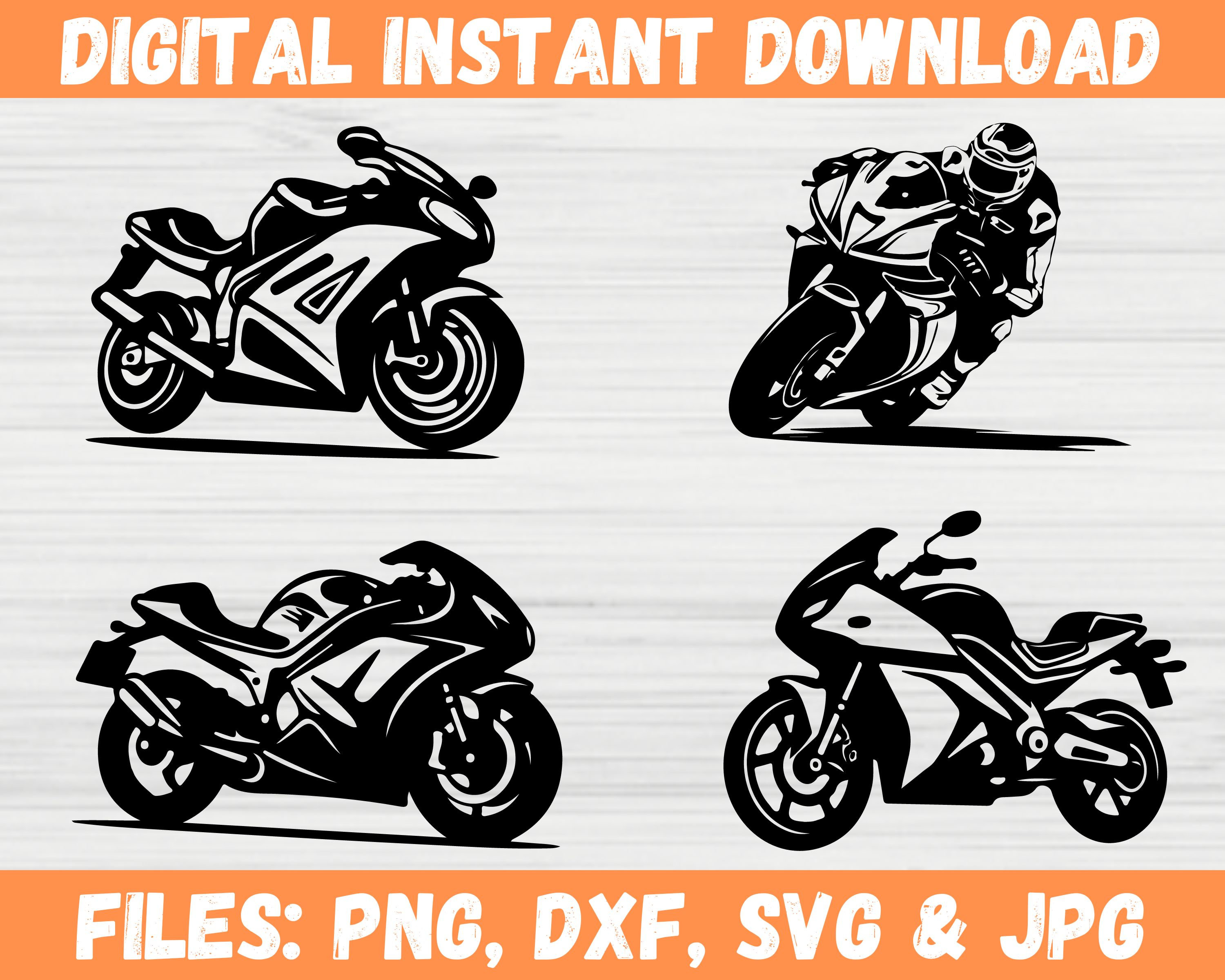 Racing Motorcycle Bundle - Rider Biker Vector, Motorbike Helmet Decal ...