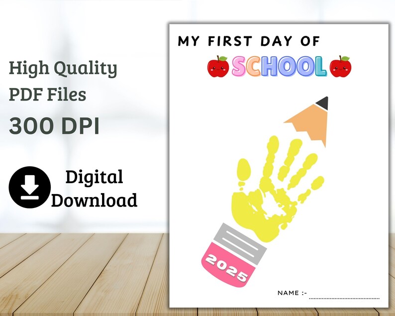 First Day of School Handprint Craft, Back to School Keepsake, Preschool ...