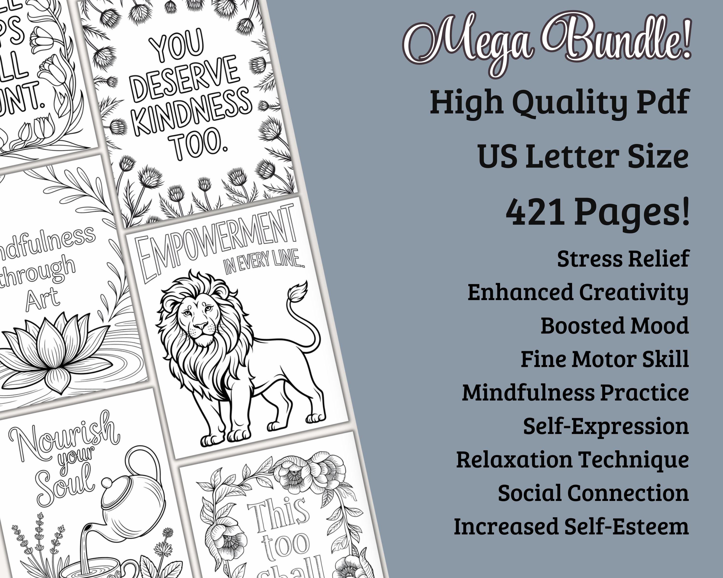 MEGA BUNDLE! 400+ Mental Health Coloring Pages | Positive Motivational ...