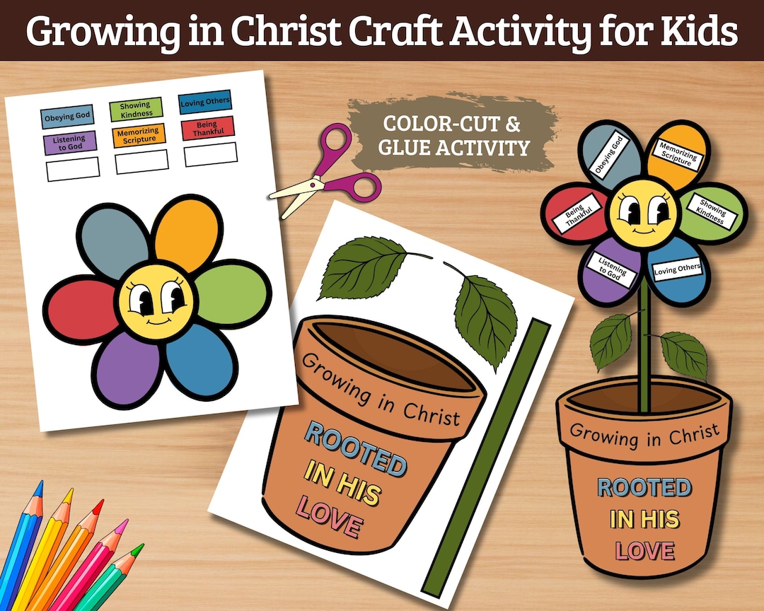 Growing in Christ Craft Kids, Bible Printable Activity, Sunday School ...