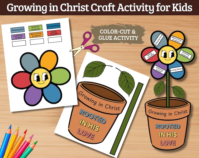 Growing in Christ Craft Activity for Kids, Bible Printable Activity ...