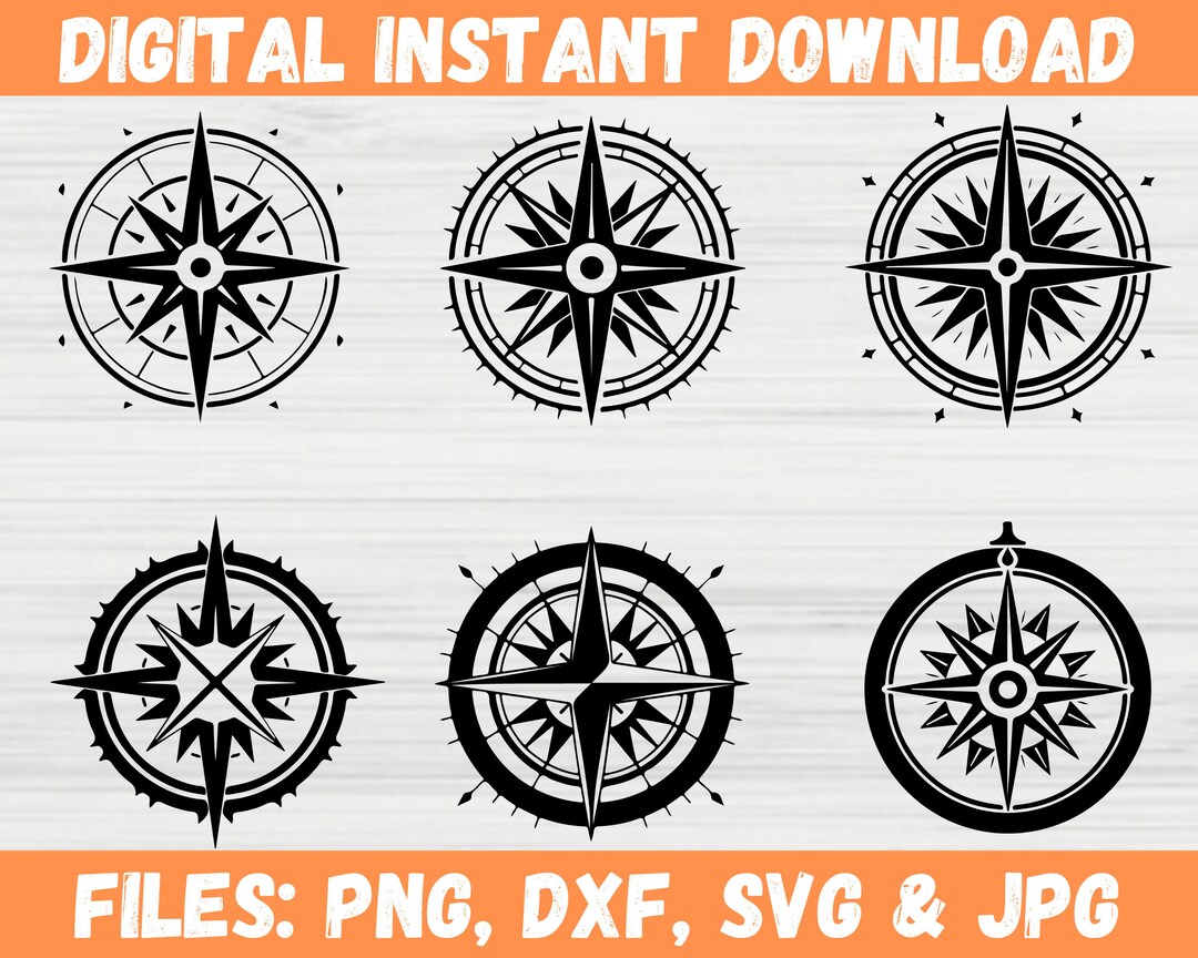 Nautical Compass SVG Bundle for Cricut and Laser Cut Files, Adventure ...