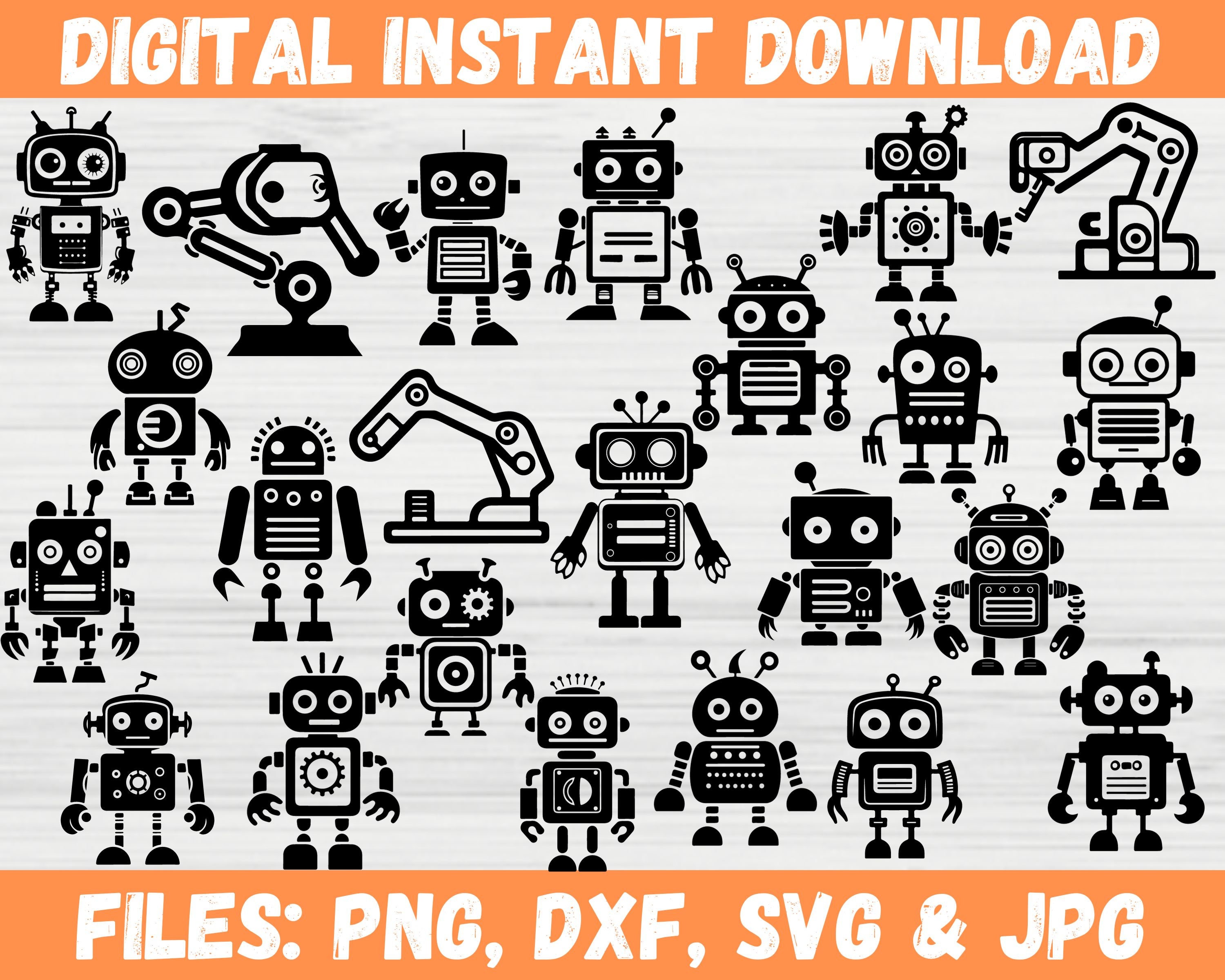 Robot Alien SVG Bundle, Cute Robot Gear Toy Clipart Silhouette, Android ...