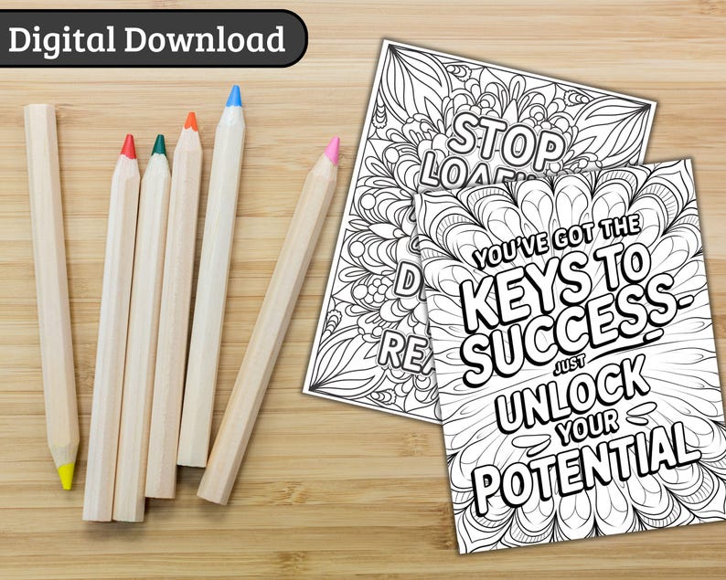Adult Motivational Quote Coloring Pages, Positive Affirmation Sheets ...