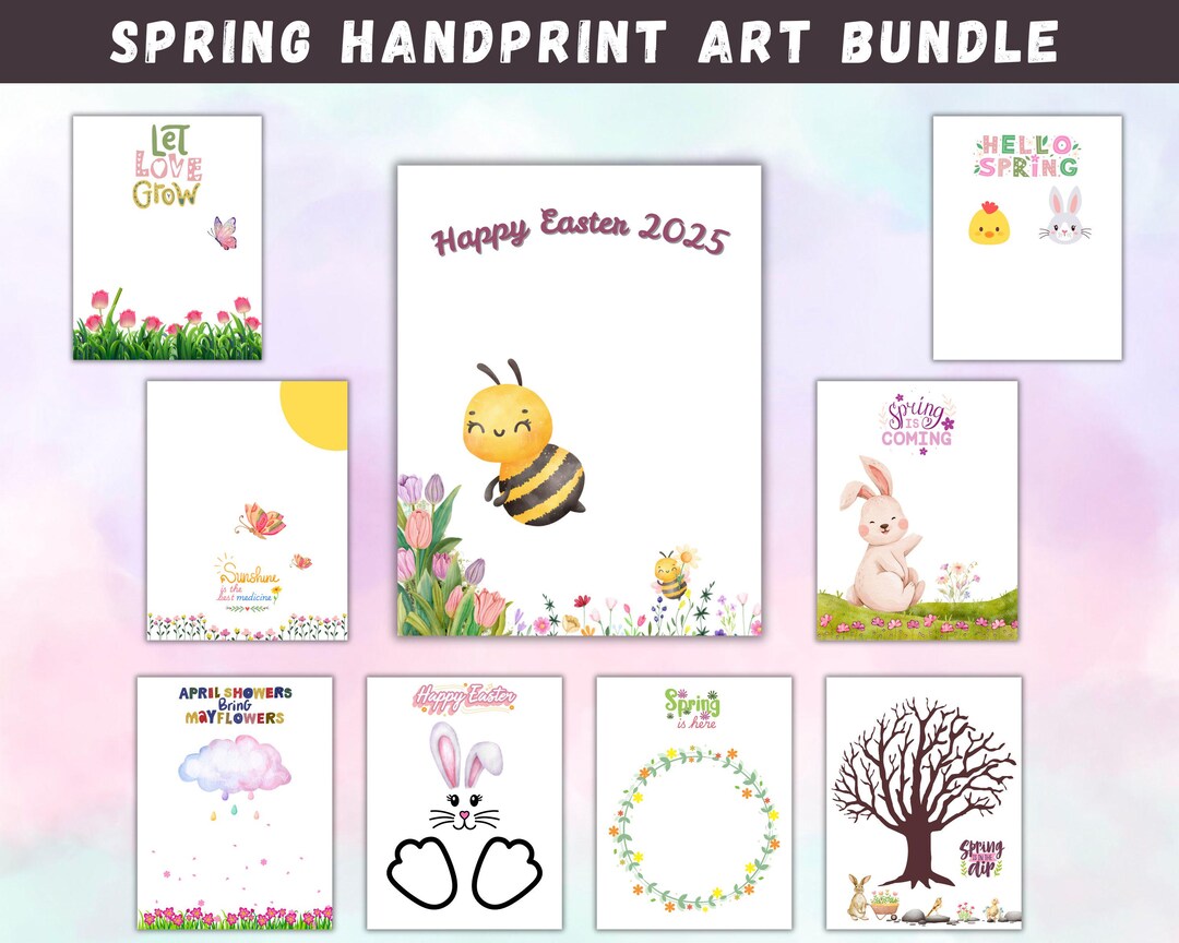 Spring Handprint Art Bundle, Kids Craft, Easter & Spring Season ...