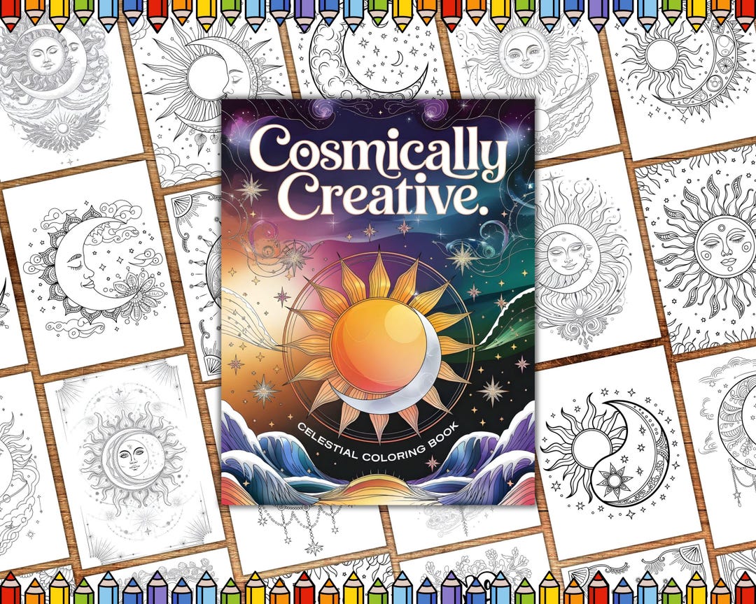 Celestial Printable Coloring Pages, Sun & Moon Designs, Sun Coloring ...