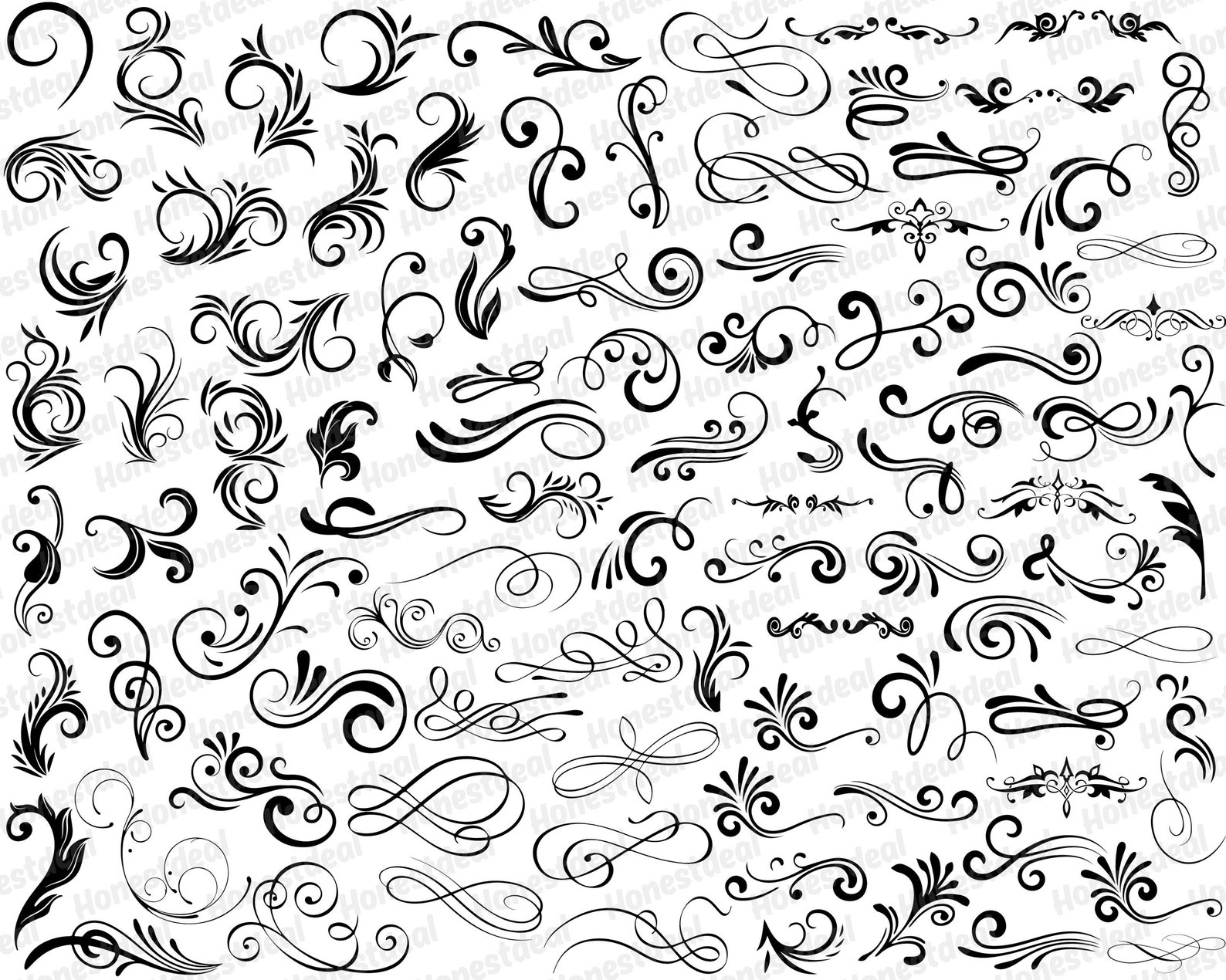 Swirls SVG Bundle, Flourish Clipart Cut Files for Cricut Silhouette ...