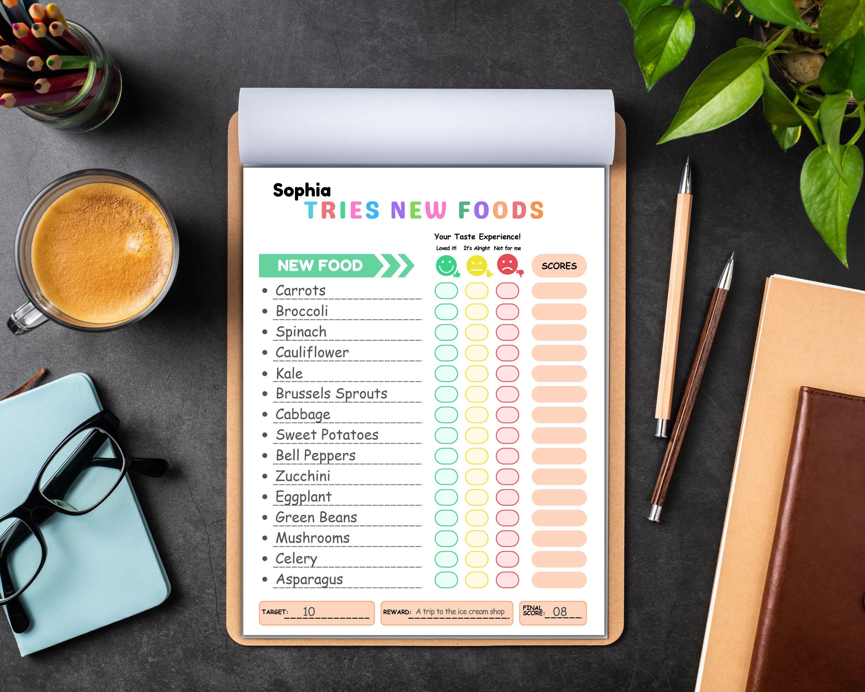 Picky Eater Reward Chart, Try New Foods Printable, Kids Mealtime ...