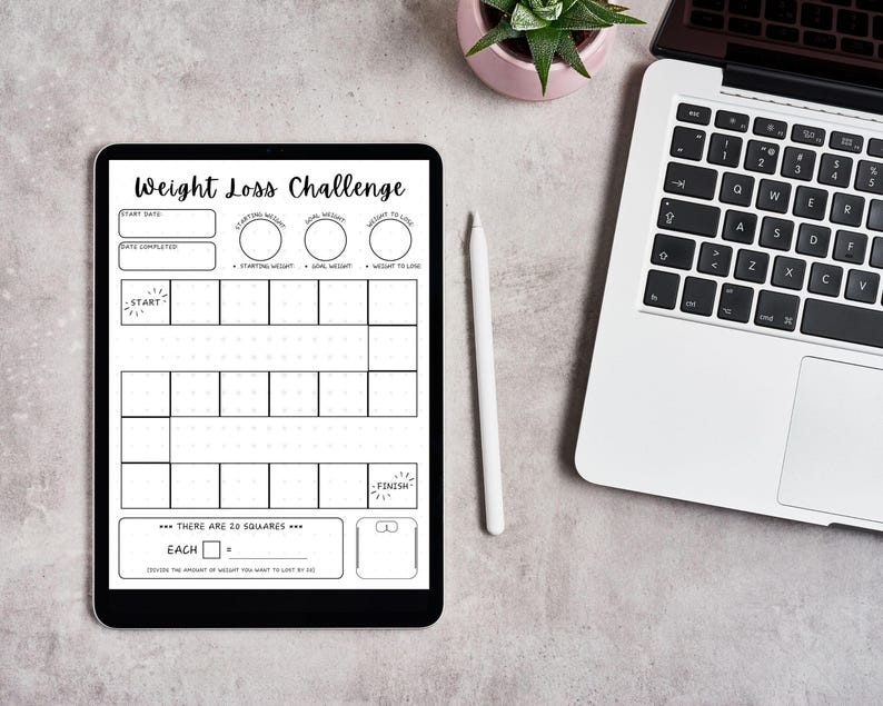 Printable Weight Loss Tracker Chart, Visual Pounds Lost Countdown ...