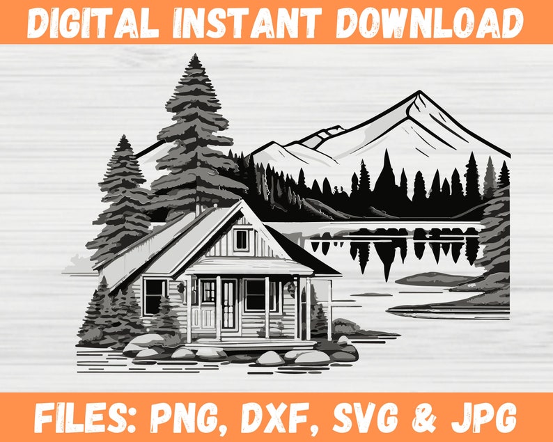 Cabin Scene SVG Cabin by the Lake Forest Mountain Laset - Etsy