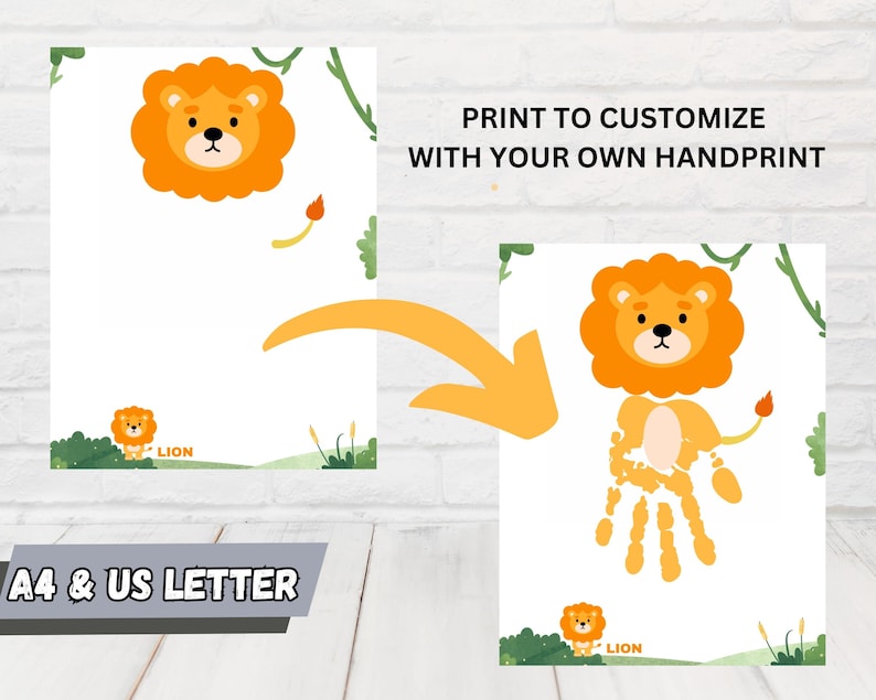Wild Animal Handprint Craft, Printable Handprint Keepsake, Safari ...