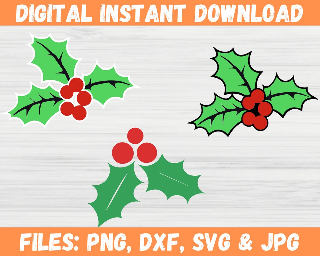Merry Christmas Holly SVG Bundle, Christmas Holly Flower and Berries ...