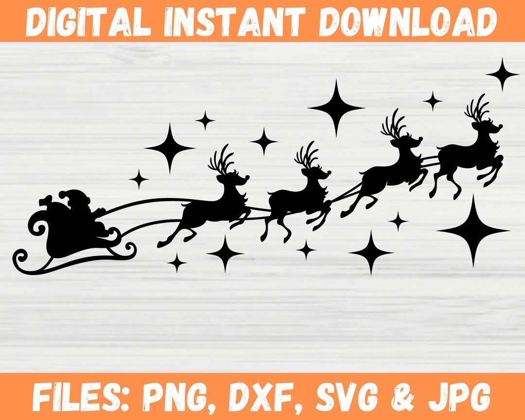 Santa's Sleigh SVG, Christmas SVG, Santa Claus and Reindeer Cut File ...