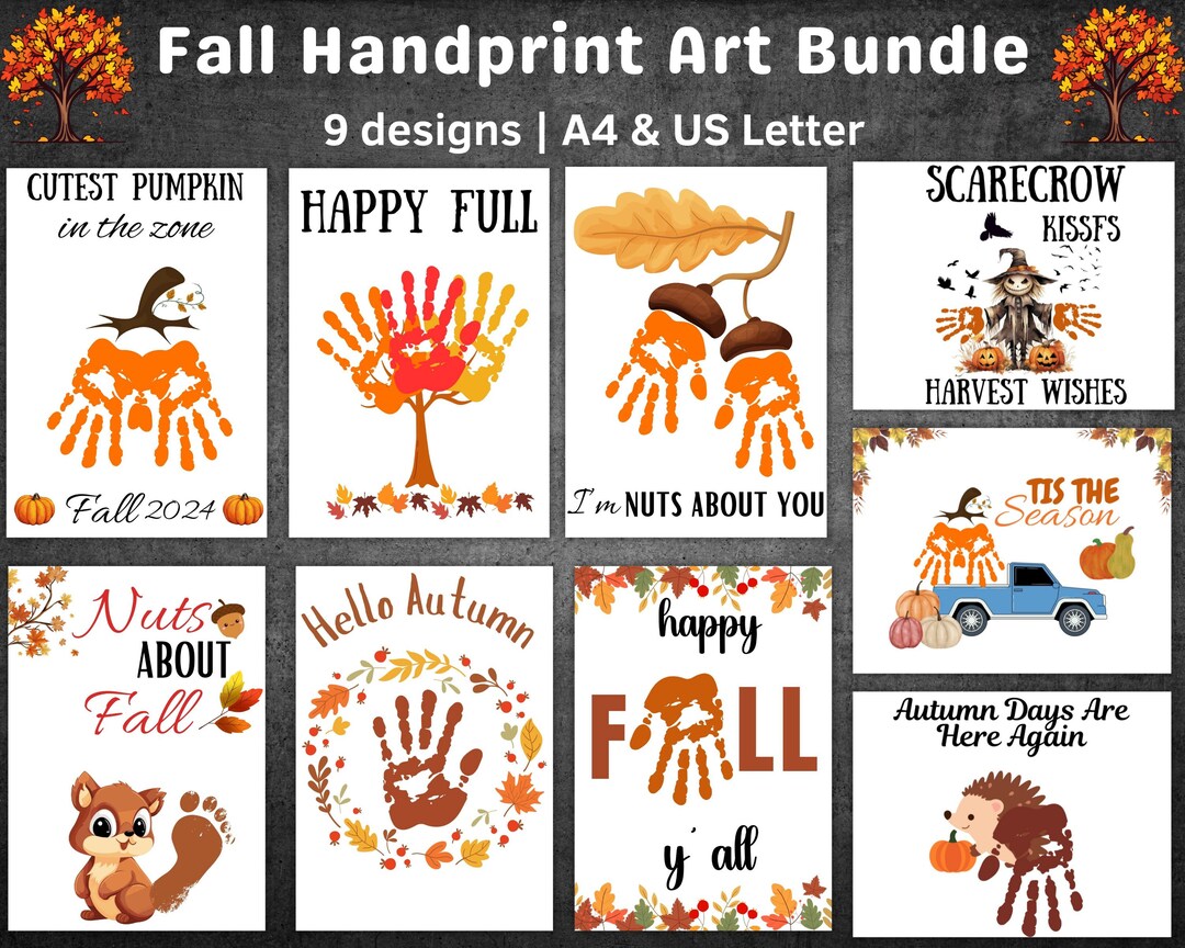 Fall Handprint Art Activity Set, Fall Handprint Craft, Autumn Season ...