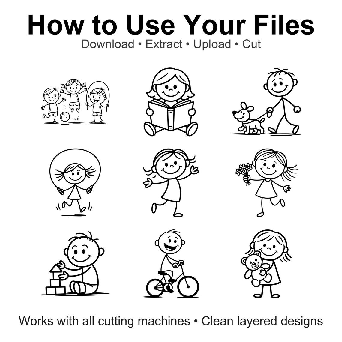 Stick Figures Clipart Bundle • 12 Funny Stickman Graphics for Crafting ...