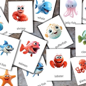 Sea Animals Flashcards | PDF Printable Card | Editable Montessori Cards ...