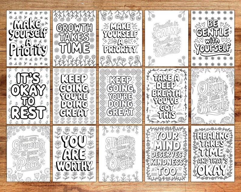 MEGA BUNDLE! 400+ Mental Health Coloring Pages | Positive Motivational ...