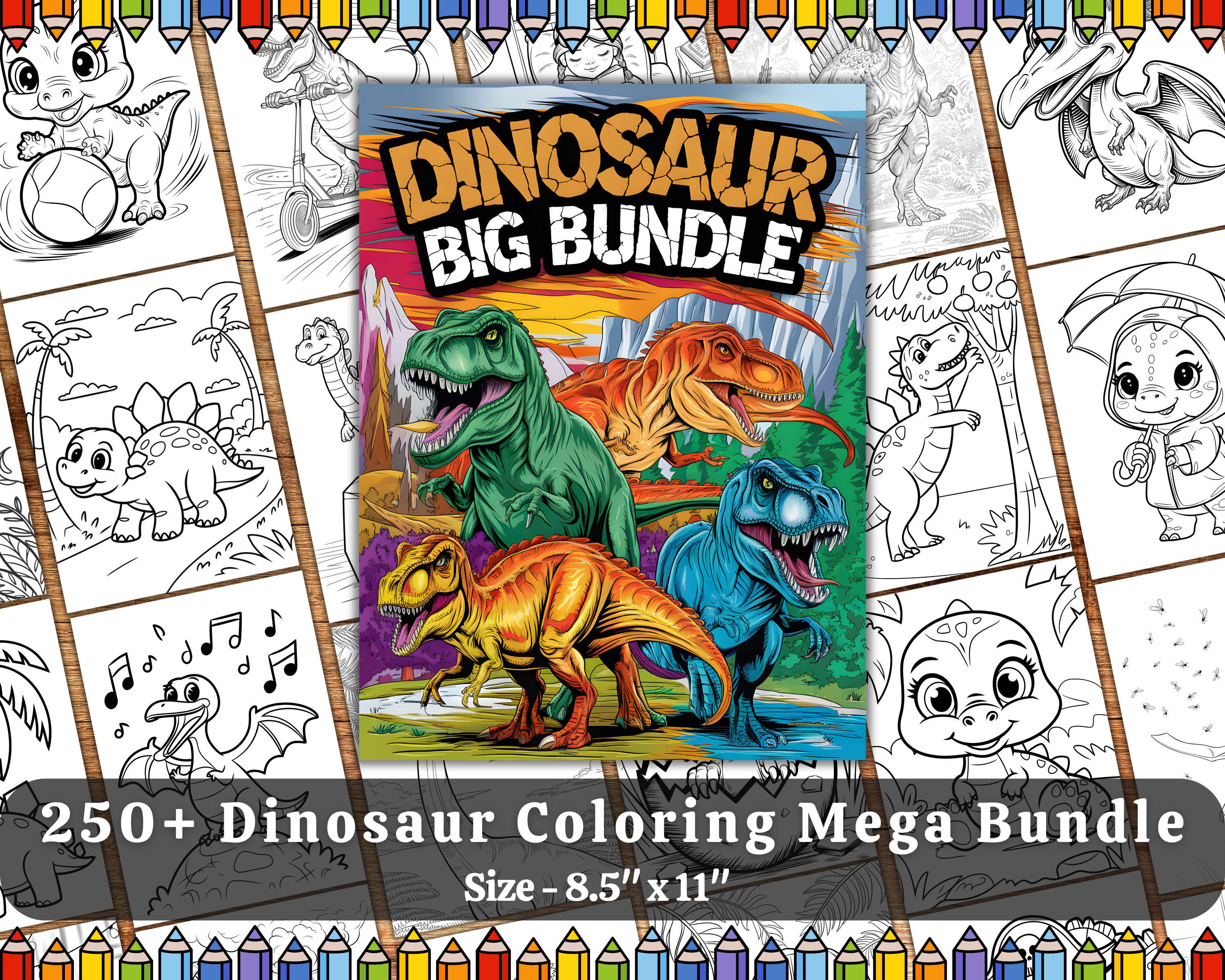 Dinosaur Coloring Pages Mega Bundle – Printable Activity Book PDF With ...