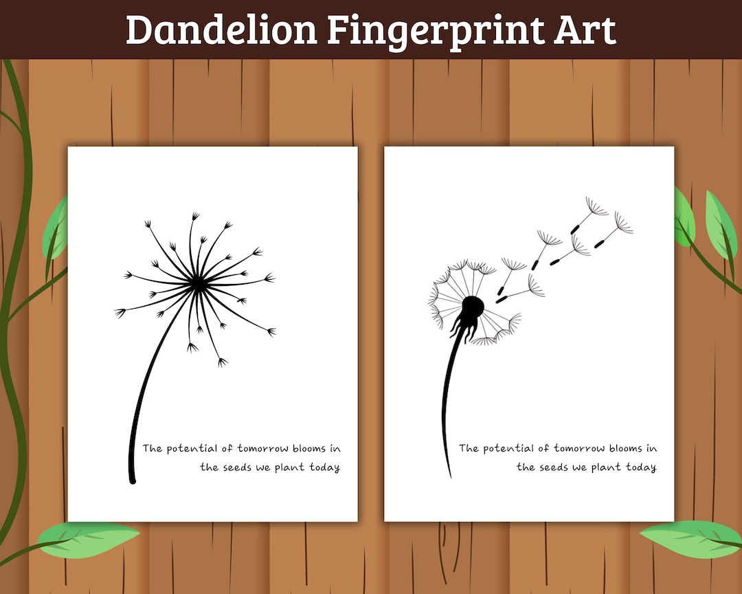 Dandelion Fingerprint Art , Kids DIY Keepsake Printable, Fingerprint ...
