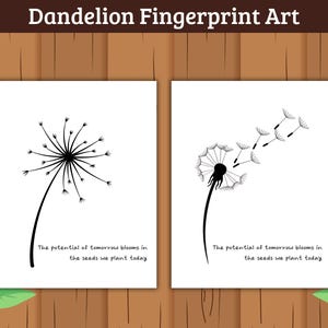 Dandelion Fingerprint Art , Kids DIY Keepsake Printable, Fingerprint ...