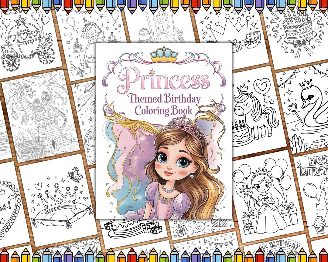 Princess Themed Birthday Coloring Pages, Princess Birthday Coloring ...