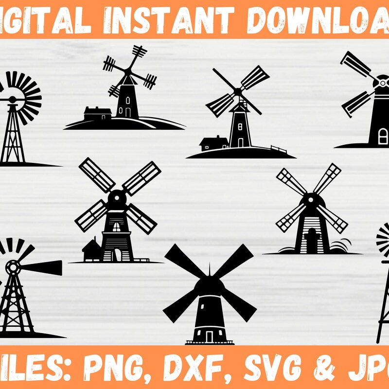 Windmill Svg - Etsy