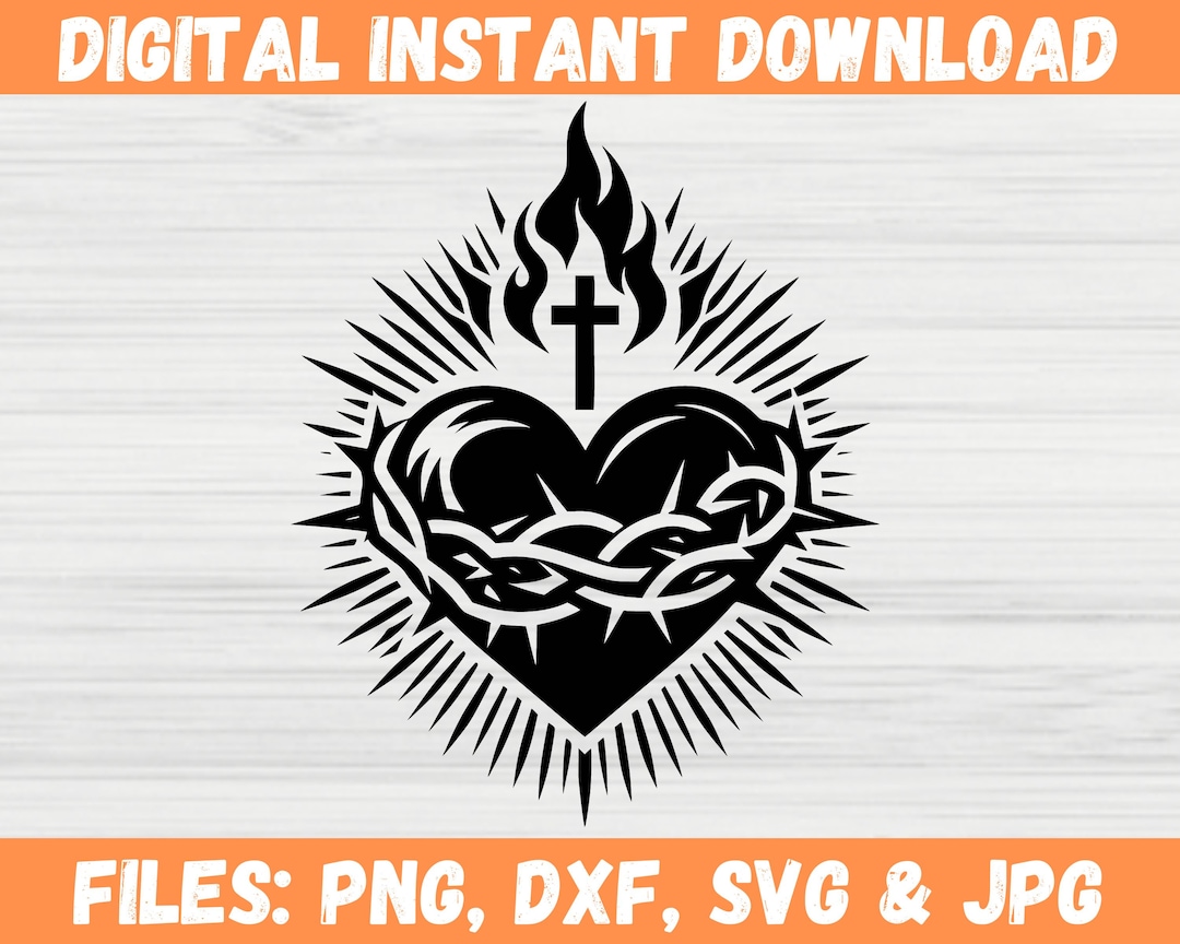 Sacred Heart SVG, Most Sacred Heart of Jesus, Religious Faith SVG ...
