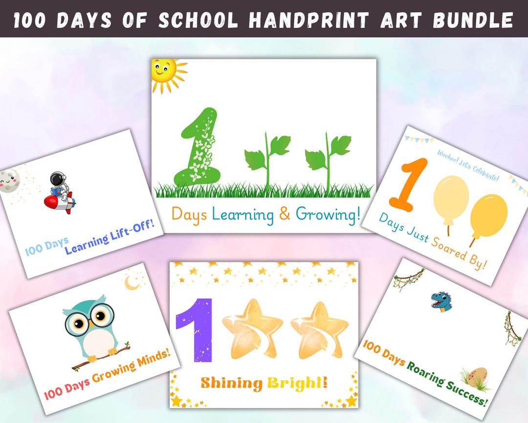 100 Days of School Handprint Craft, 100th Day Keepsake, Preschool and ...