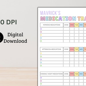 Medication Tracker Printable, Daily Weekly Log Chart, Medicine Schedule ...