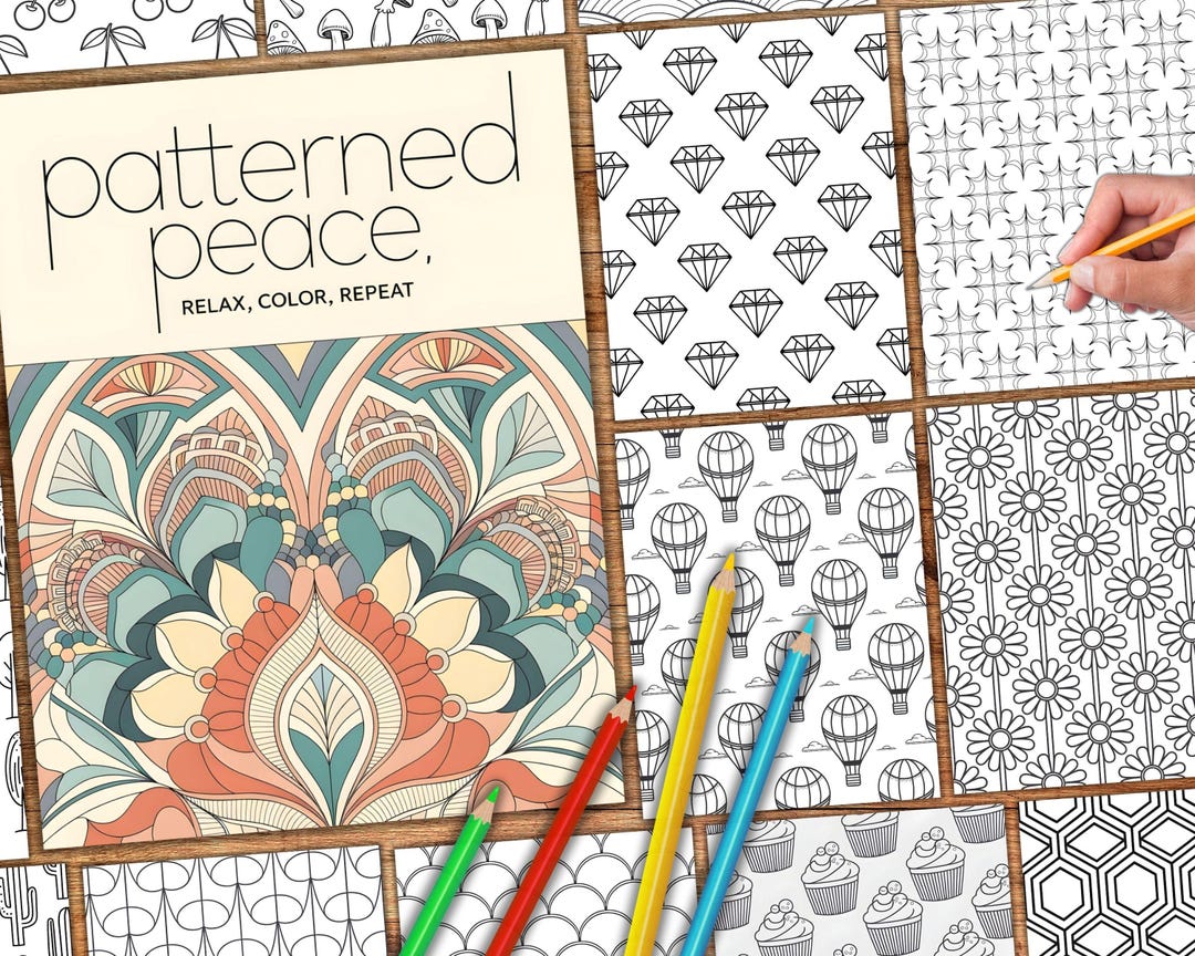 Relaxing Pattern Coloring Pages, Stress-relief Coloring, Adult Coloring ...