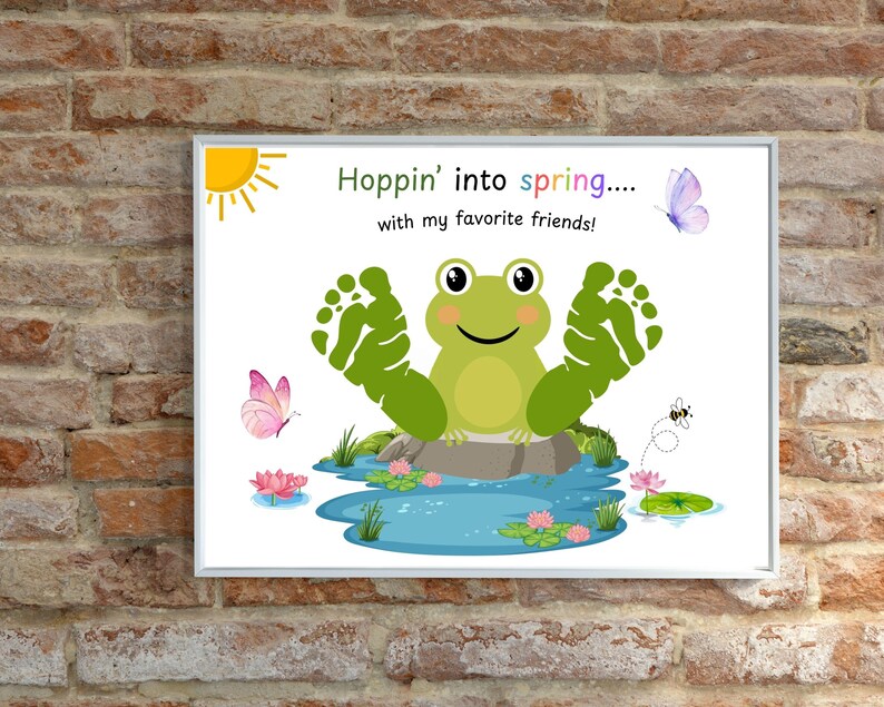 Frog Footprint Craft Template for Kids & Toddlers | Spring Art Activity ...