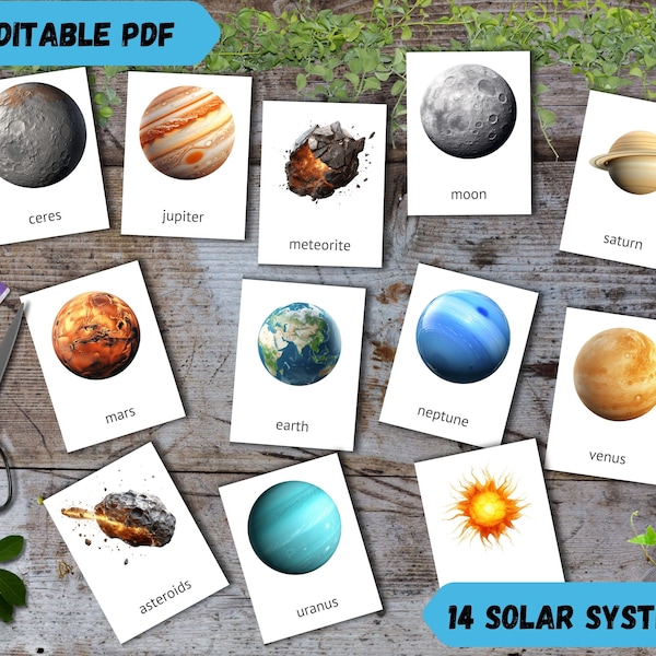 Solar System Flash Cards - Etsy UK