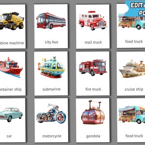 Vehicles Flashcards | Editable PDF Kid Flashcards | Flashcards ...