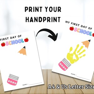 First Day of School Handprint Craft, Back to School Keepsake, Preschool ...