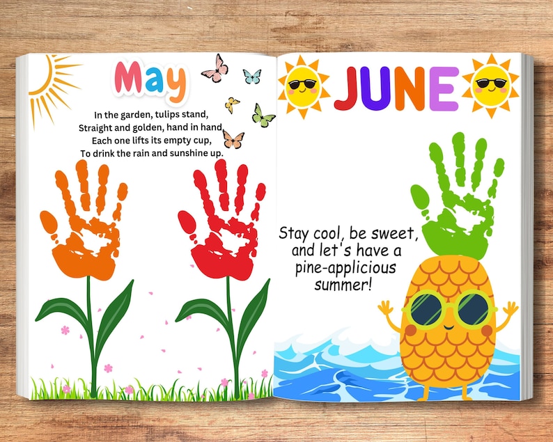 Handprint Memory Book Printable, Kids Keepsake Art, Preschool Handprint ...