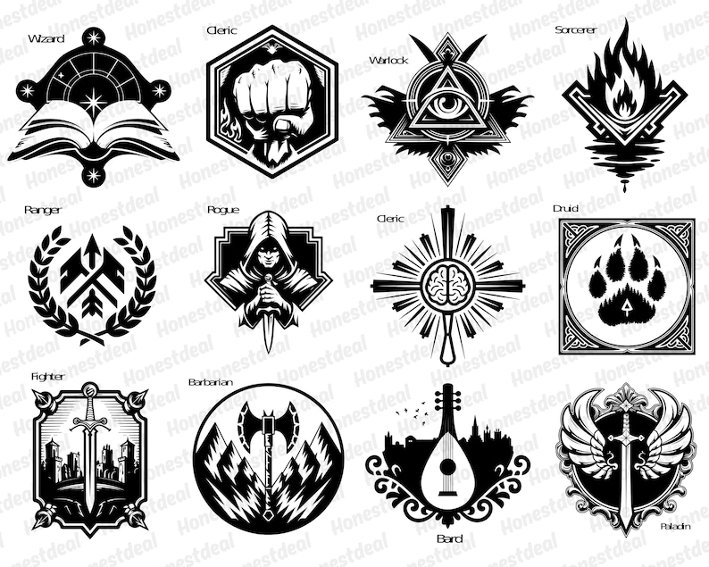 Fantasy RPG Class Icons SVG Bundle | Wizard Warlock Roleplaying Game ...