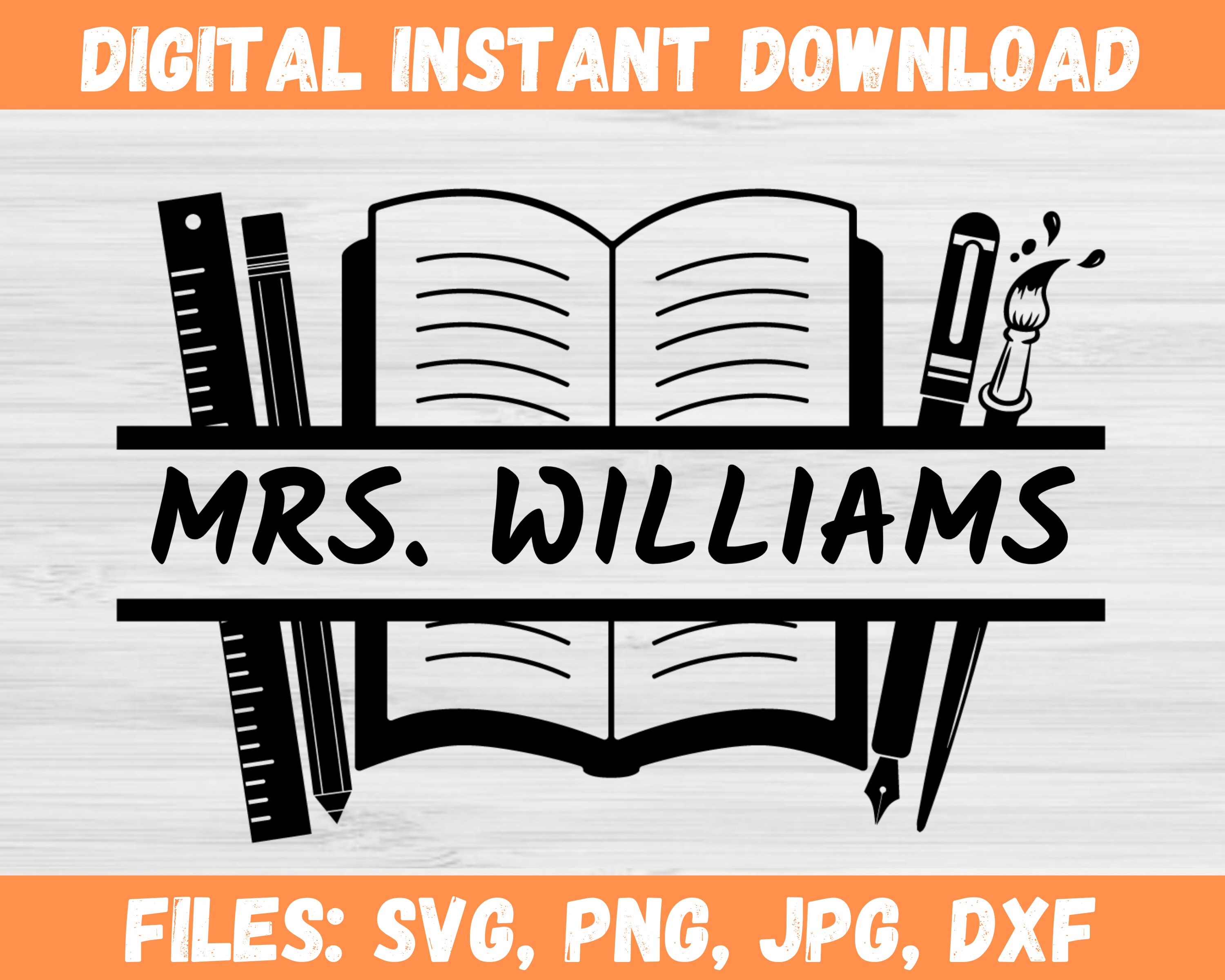 School Split Monogram Frame SVG Teacher SVG Education - Etsy