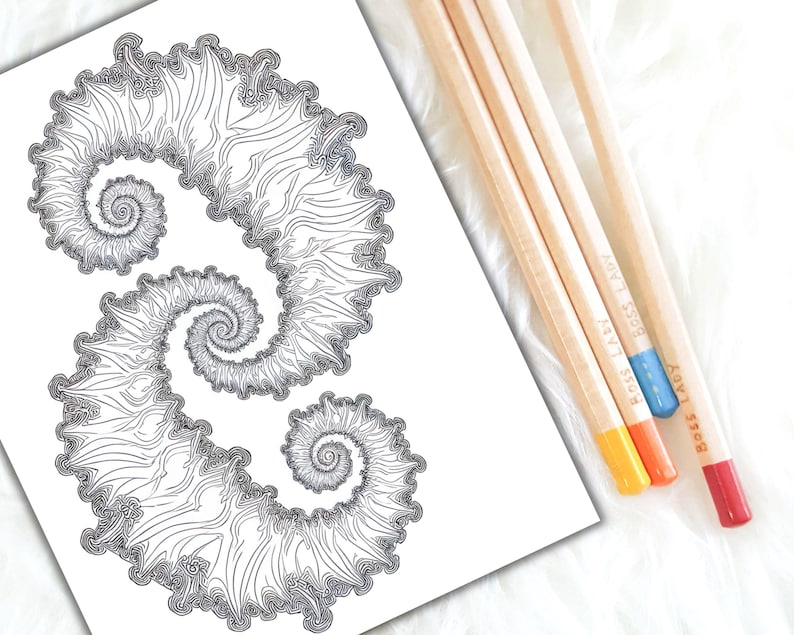 Living Fractals Coloring Book, Fractal Pattern Coloring Pages ...