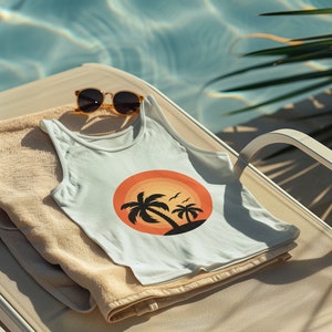 Tropical Palm Tree SVG, Sunset Clipart, Retro Beach, Summer Vibes SVG ...