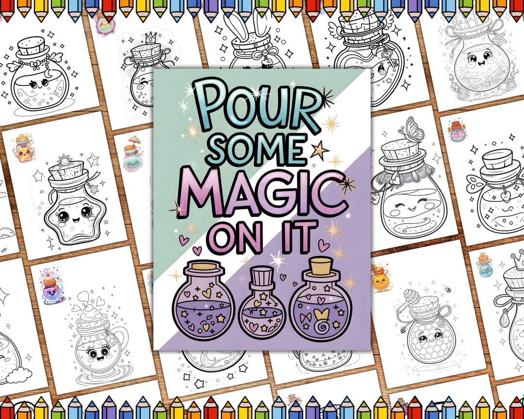 Cute Magic Potion Jar Coloring Page, Cute Kawaii Bottle Designs ...