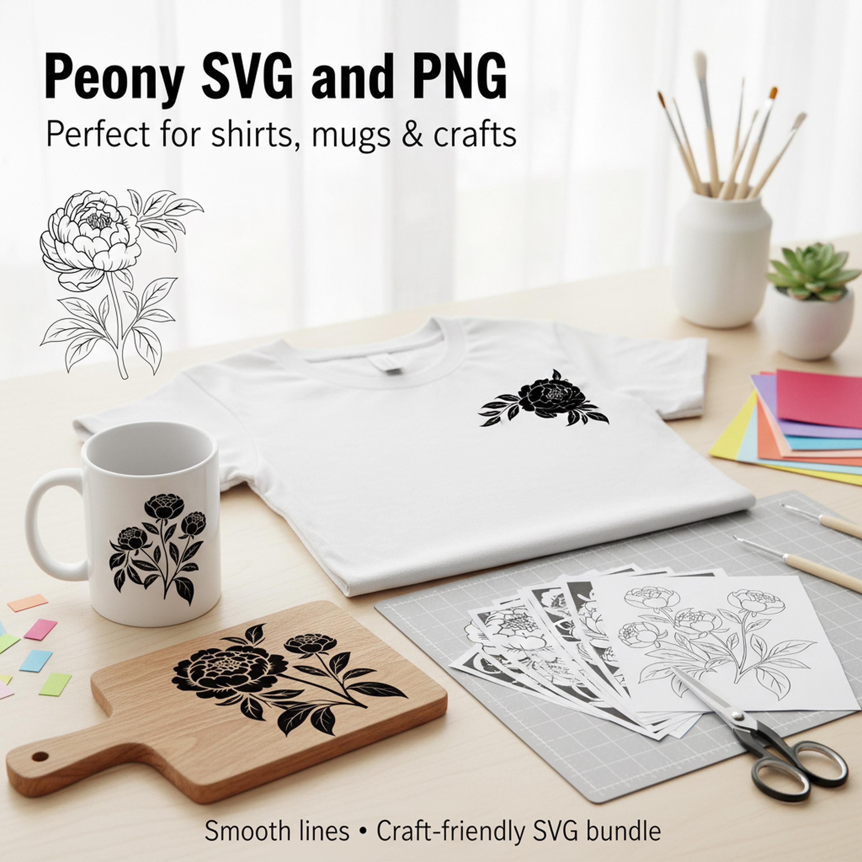 Peonies SVG Bundle, Peony Svg Outline & Single Line Peony Svg File ...