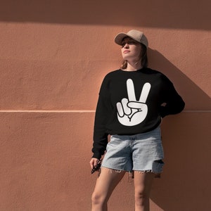 Hand Peace Sign SVG Peace Out Hand Two Finger Clipart Symbol Line ...