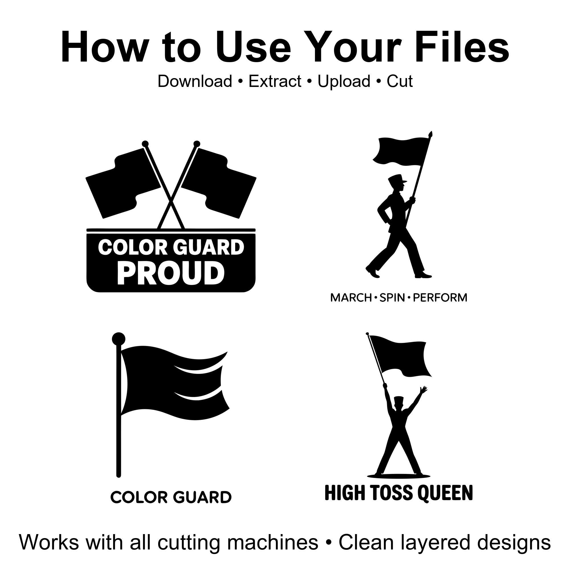 Color Guard SVG Bundle | Winter Guard SVG for Cricut | Flag Flipping ...