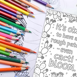 Mental Health Motivational Quotes Coloring Pages, Hand-drawn ...