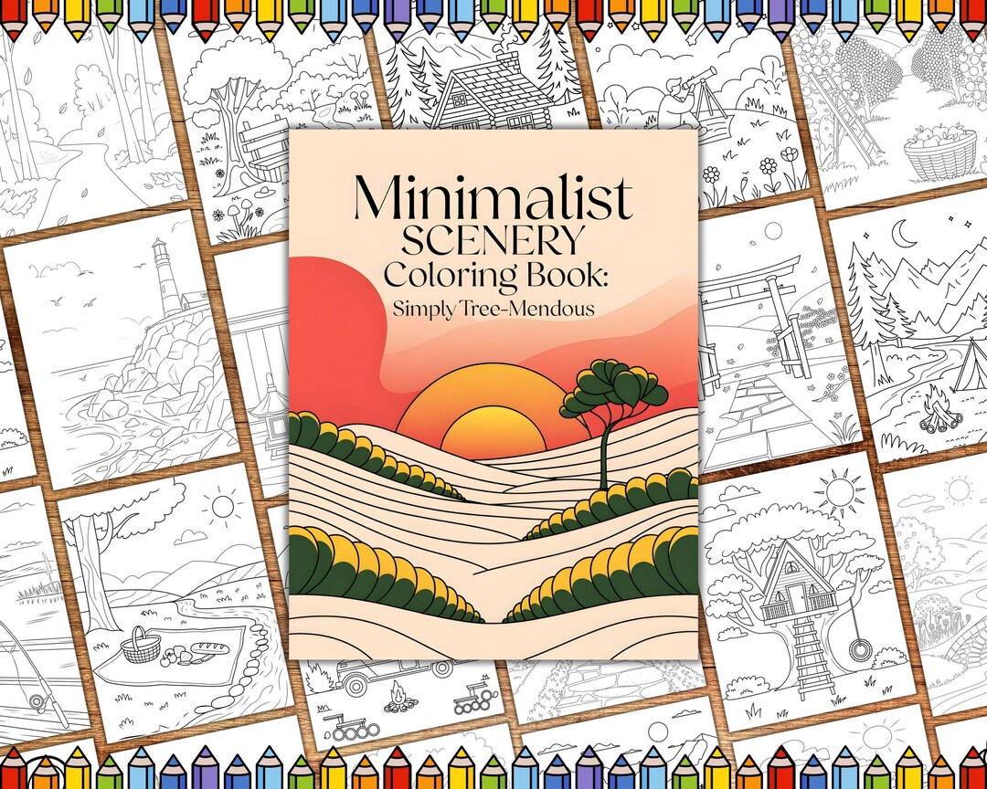 Minimalist Scenery Coloring Pages, Simple Art Coloring Pages, Simple ...