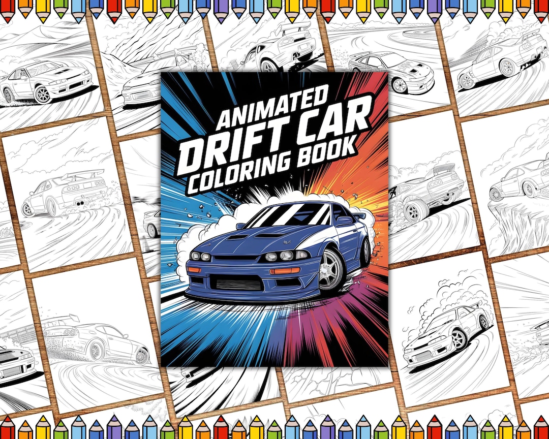 Drift Car Coloring Pages, Car Racing Coloring Books, Car Racing ...