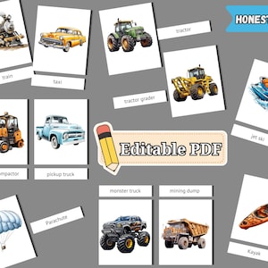 Flashcards for Preschool Vehicles| Editable PDF Kid Flashcards ...
