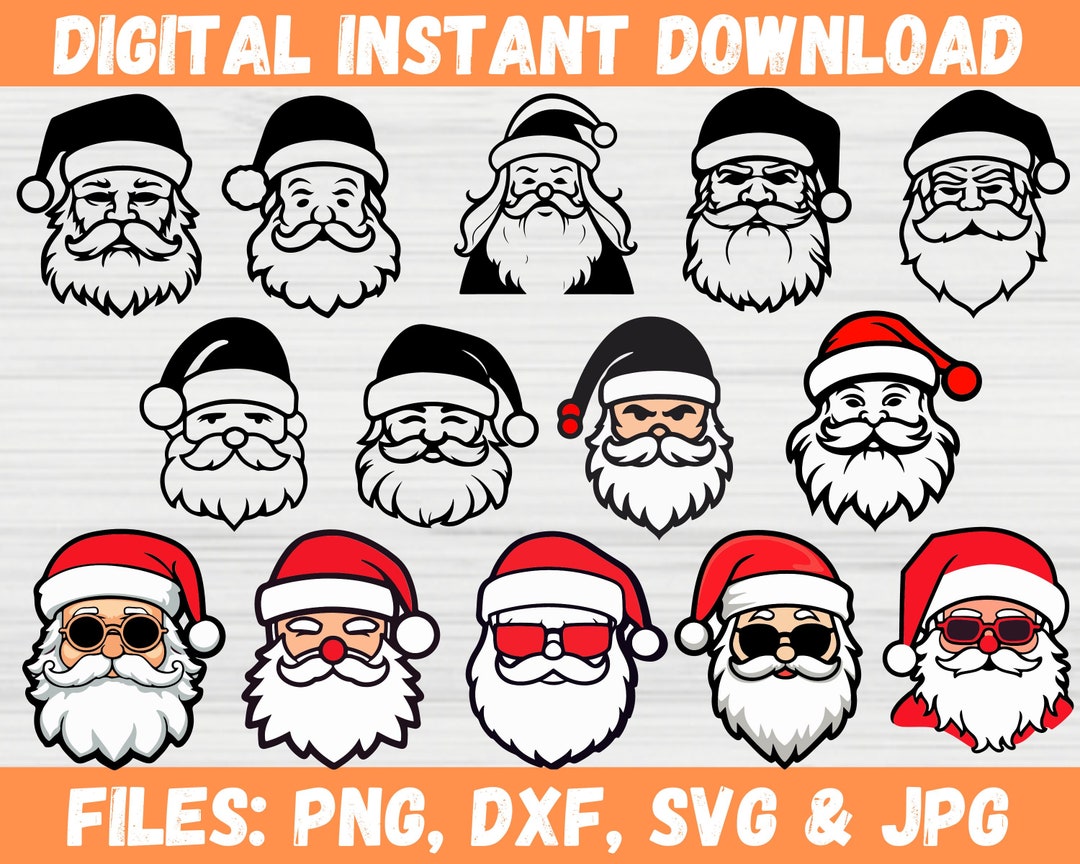 Christmas Santa Face SVG Bundle Merry Winter Holiday Funny Santa Claus ...