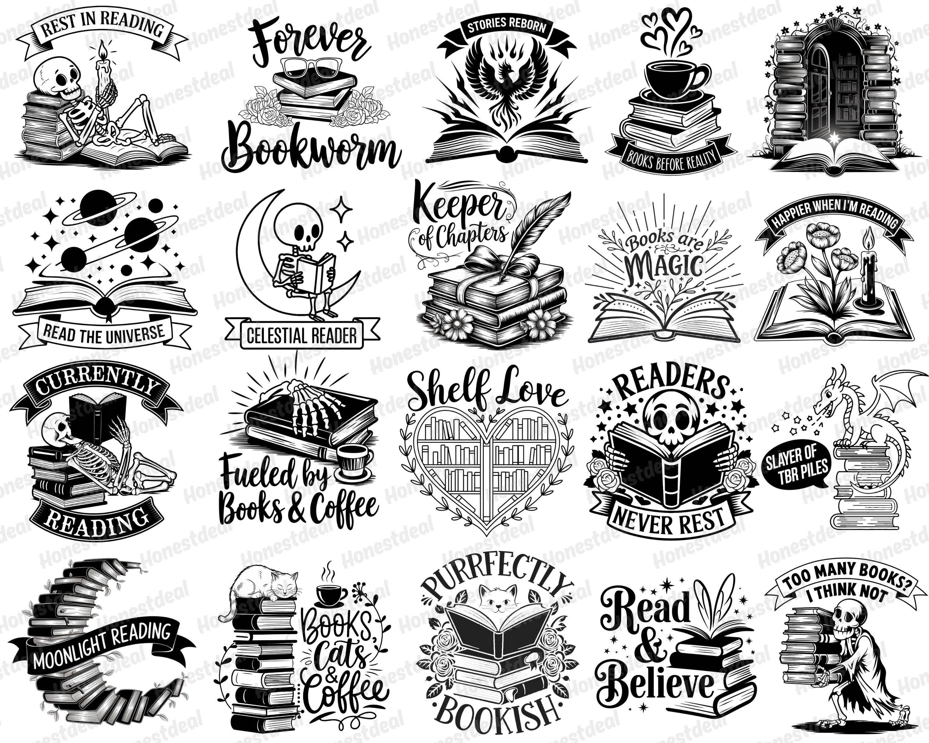 Reading SVG Bundle | Book Lover Designs | Library Art (digital Download ...