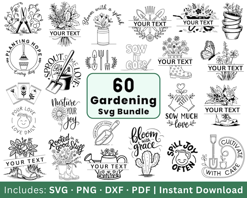Whimsical Gardening SVG Bundle - Cut Files for Cricut & Silhouette ...